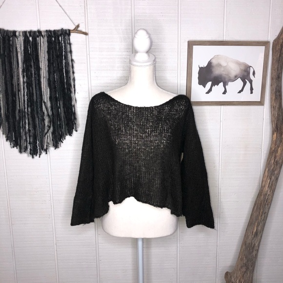 figwood | Sweaters | Figwood Wool Blend Browndark Olive Crop Sweater ...